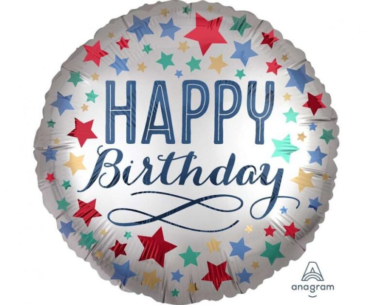 Helio balionas - Birthday satin with stars - Agava studija